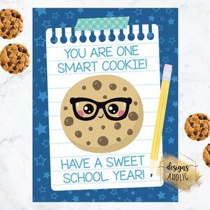 Back to School Cookie Gift Tag - Chocolate Chip Cookie Gift Tag - Back ...