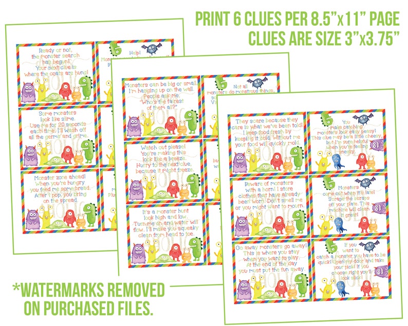 Monster Treasure Hunt - Monster Scavenger Hunt - Monster Party Games ...