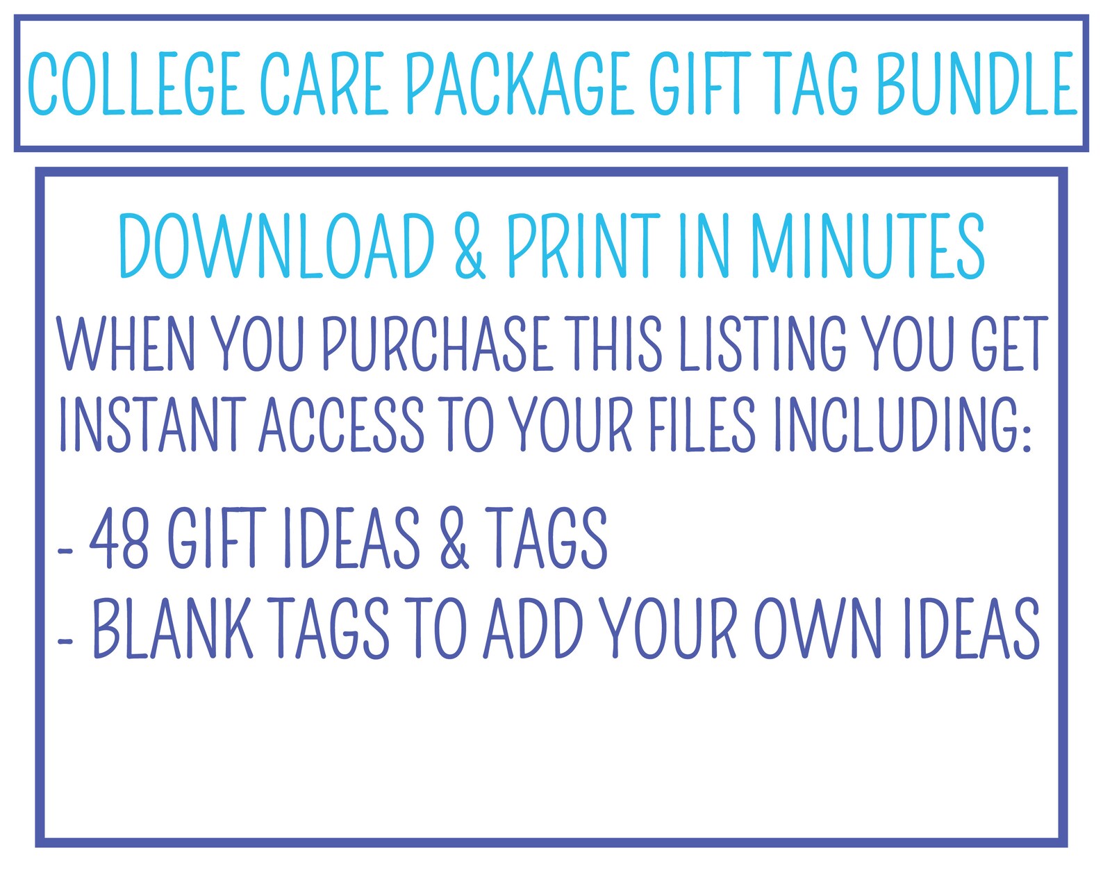 College Care Package Gift Tag Printables - College Survival Kit Gift ...