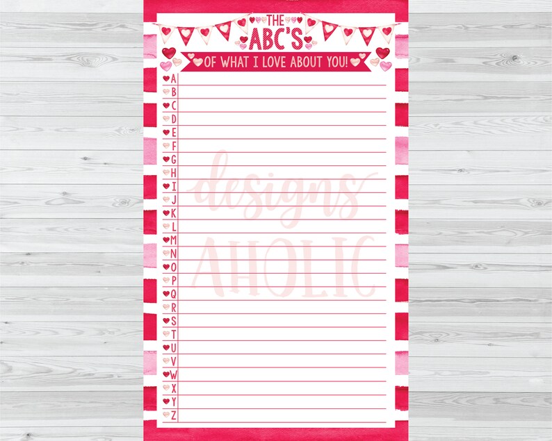 Abcs of What I Love About You Printable Abcs of Why I Love | Etsy