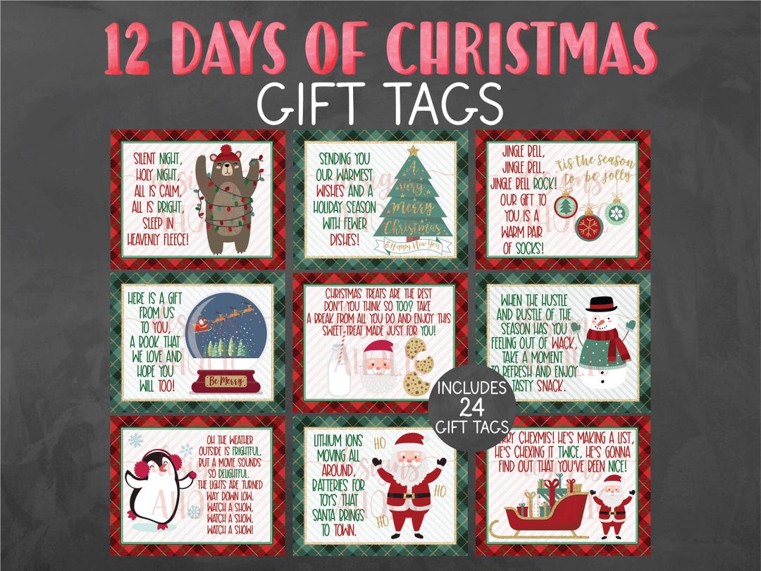 12 Days of Christmas Gift Tags - Printable 12 Days of Christmas Gifts ...