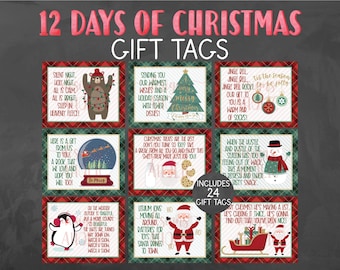 12 Days of Christmas Tags, Printable Twelve Days of Christmas Gift Tags ...