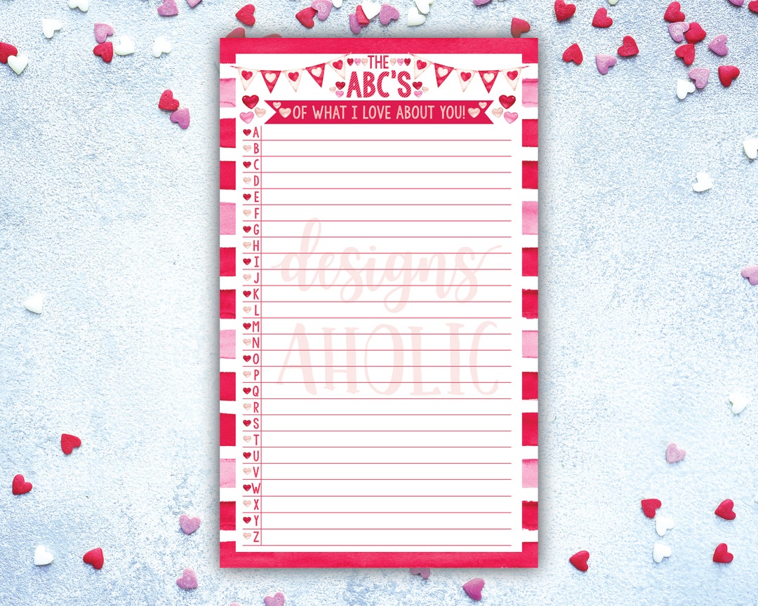 Abcs of What I Love About You Printable - Abcs of Why I Love You Card ...