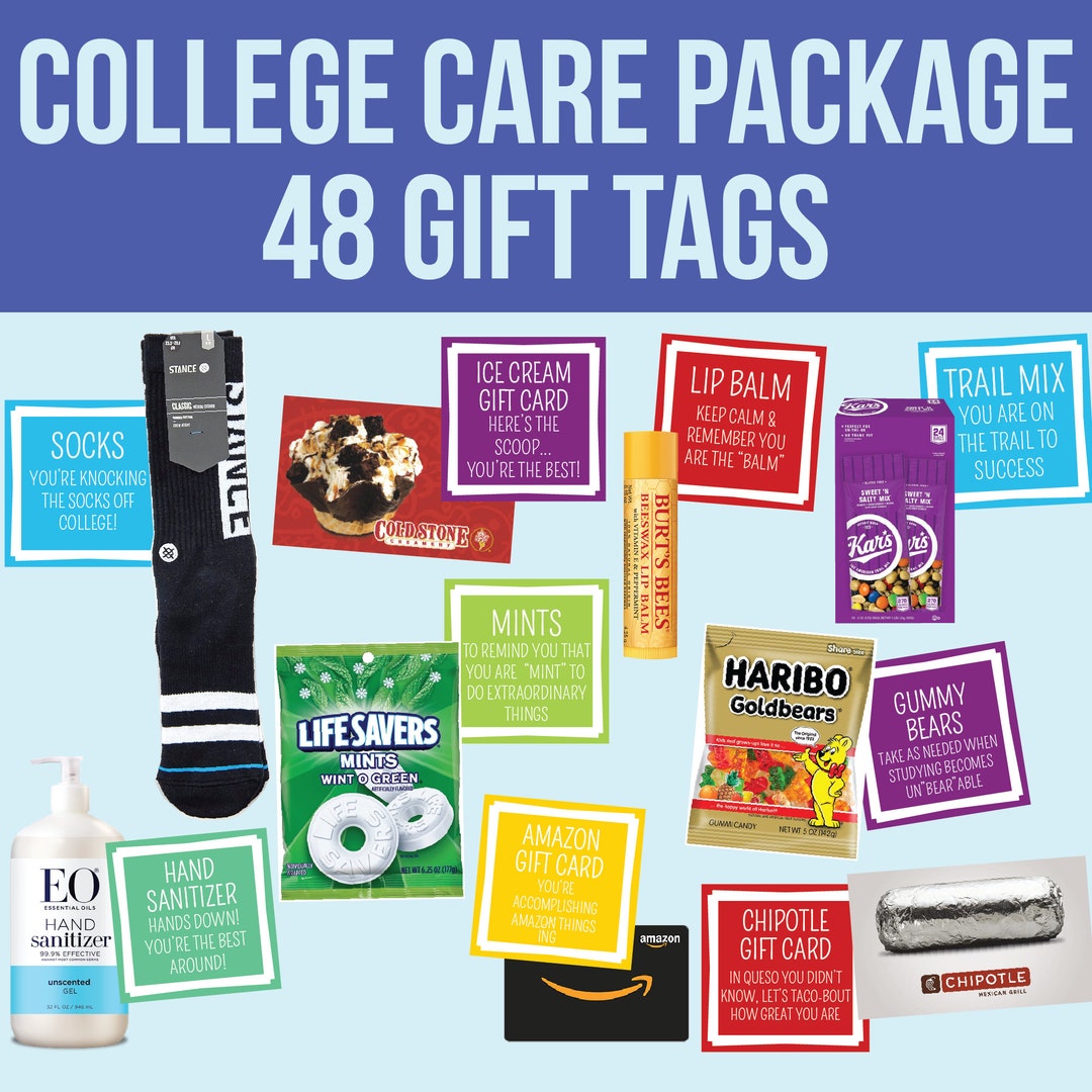 College Care Package Gift Tag Printables College Survival Kit Gift Tags ...
