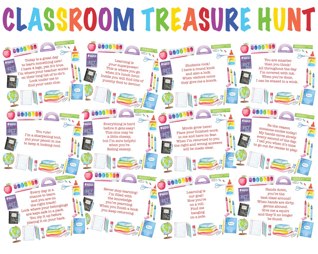 Classroom Treasure Hunt School Treasure Hunt Classroom Scavenger Hunt ...
