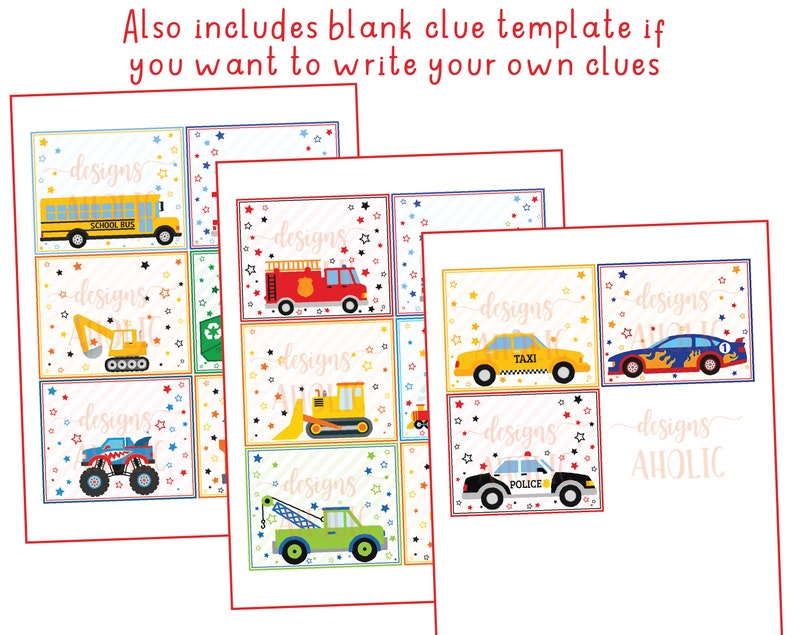 Vehicle Treasure Hunt Truck Treasure Hunt Transportation - Etsy
