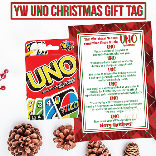 Young Women's Christmas Uno Game Gift Tag YW Themed - Etsy