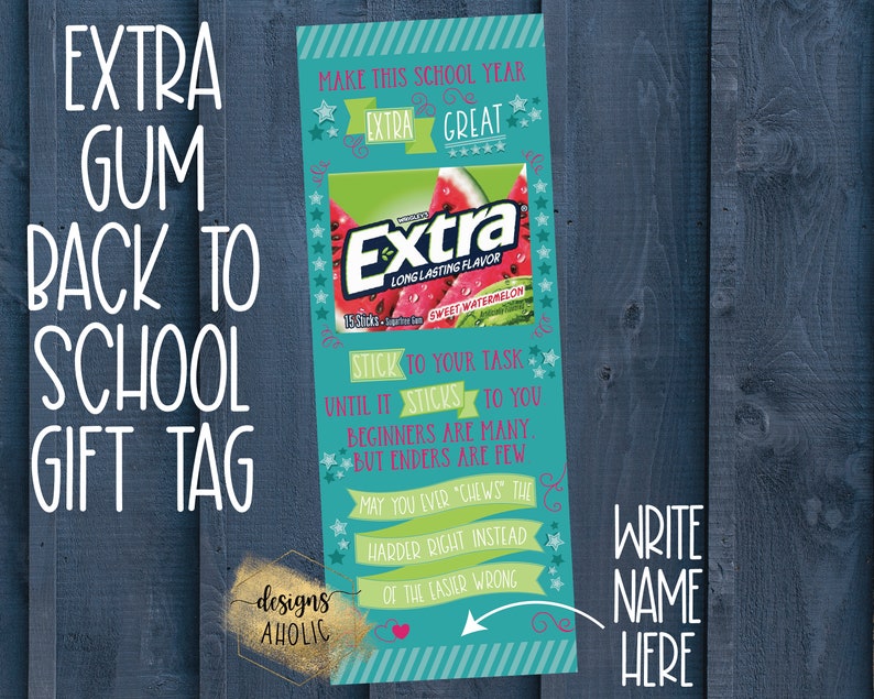 Back to School Gift Tag Extra Gum Gift Tag Gum Back to - Etsy