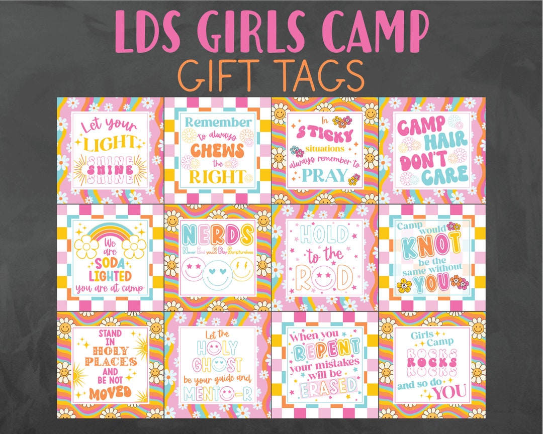 LDS Girls Camp Gift Tags - LDS Girls Camp Pillow Treat Tags - LDS Girls ...