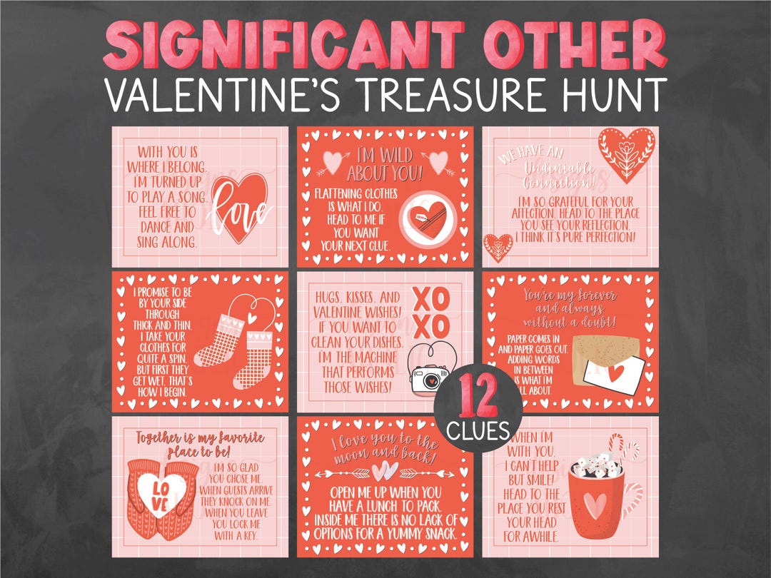 Couple's Valentine's Day Treasure Hunt - Spouse Valentines Scavenger ...