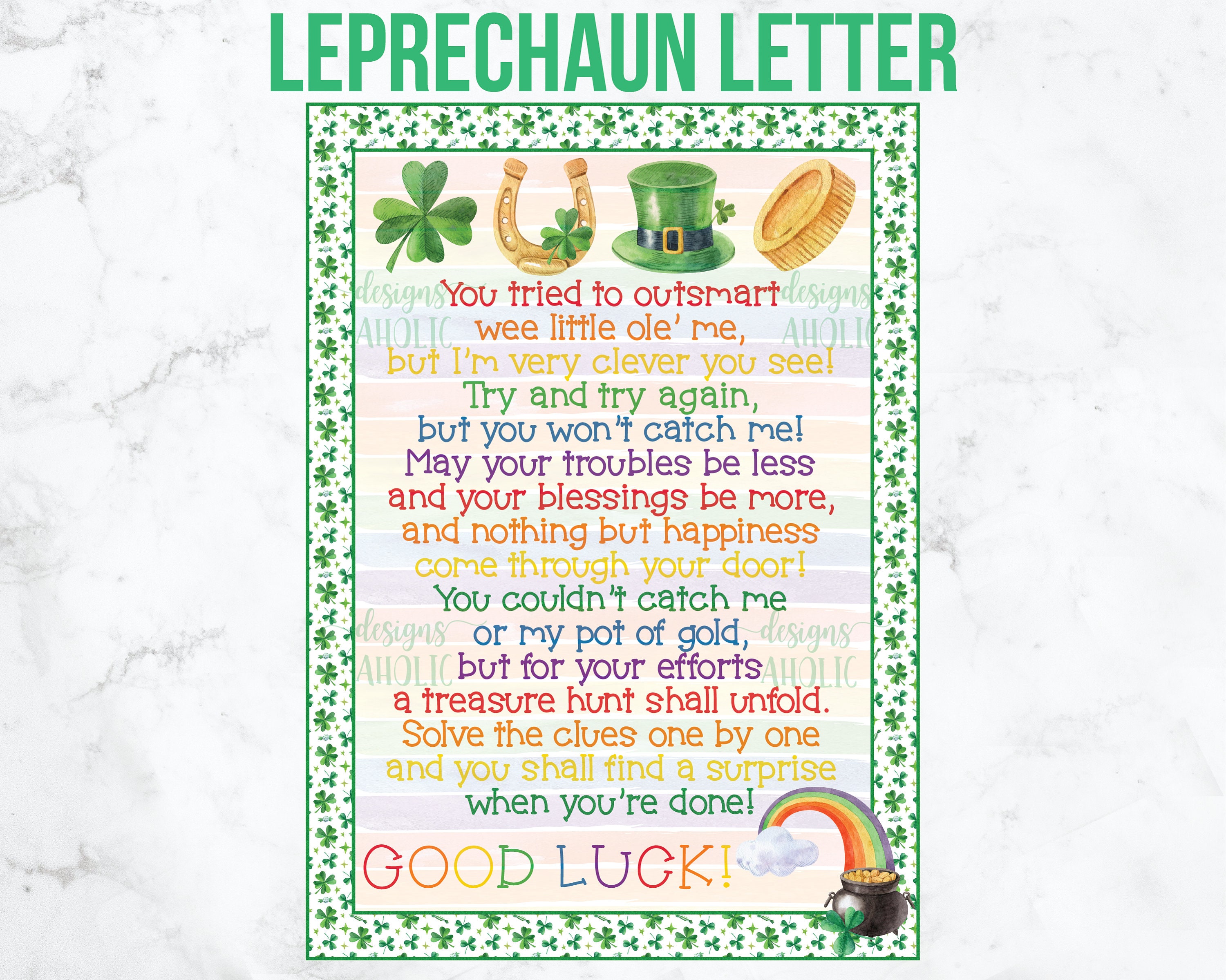 St. Patrick's Day Treasure Hunt and Leprechaun Letter - St Patricks Day ...