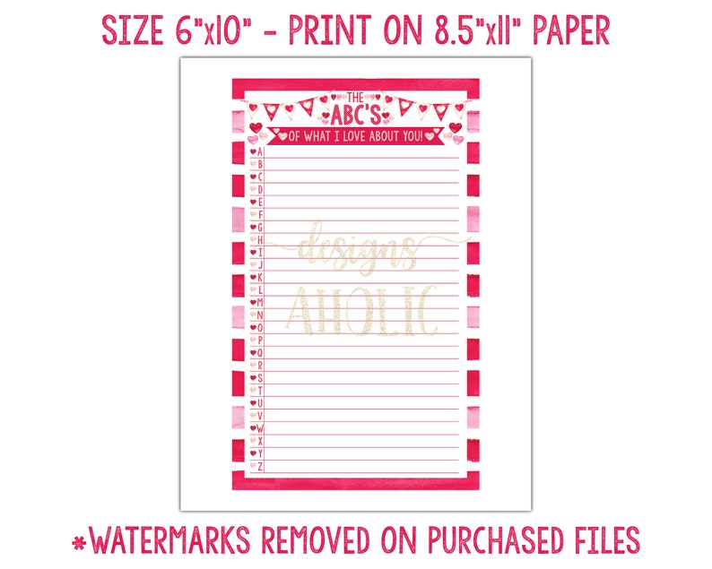 Abcs of What I Love About You Printable Abcs of Why I Love | Etsy