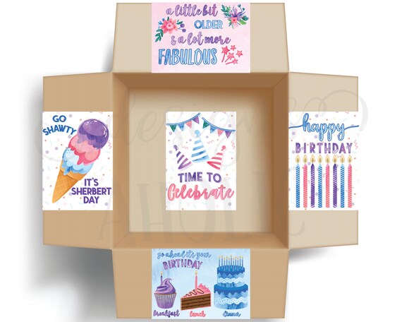 Birthday Packaging Printables & Address Label Birthday Care | Etsy
