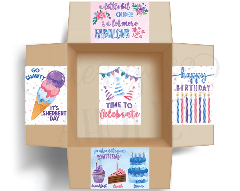 Birthday Packaging Printables & Address Label Birthday Care | Etsy
