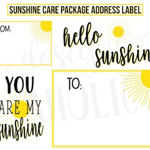 Sunshine Box Printables & Address Label - Sunshine Care Package Inserts ...