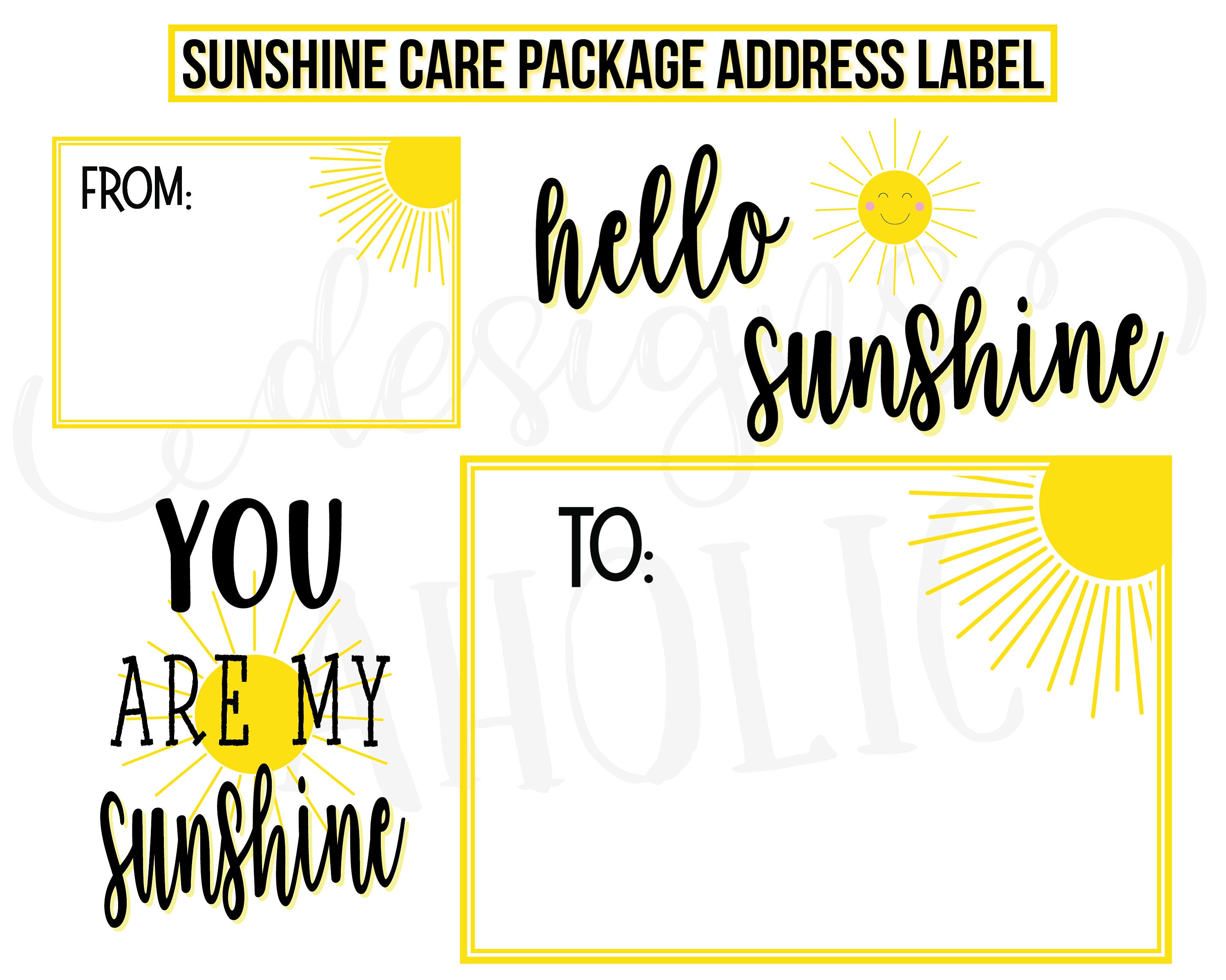 Sunshine Box Printables & Address Label - Sunshine Care Package Inserts ...