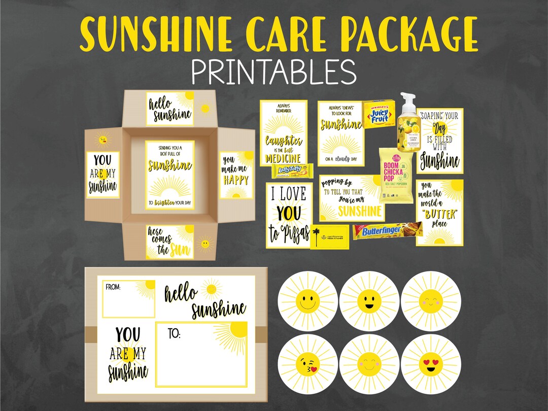 Sunshine Care Package Bundle, Sunshine Box Printables, Address Label ...