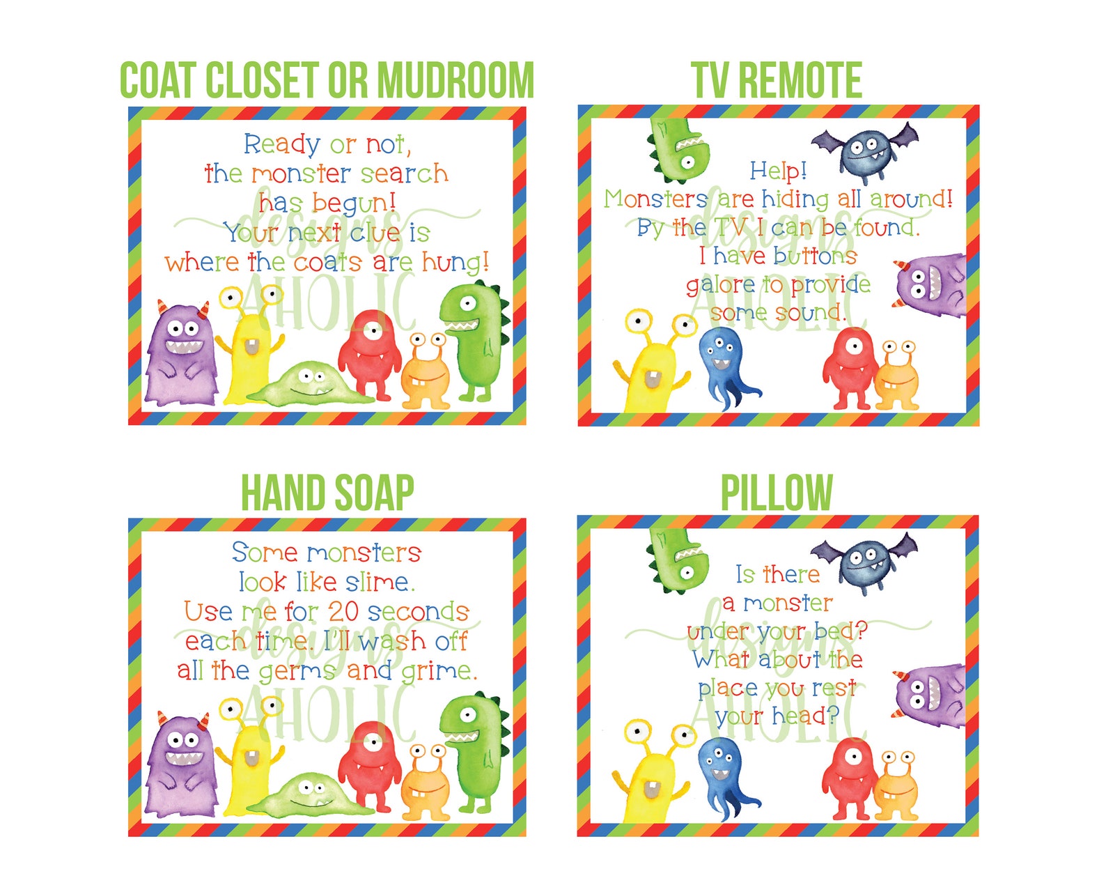 Monster Treasure Hunt - Monster Scavenger Hunt - Monster Party Games ...