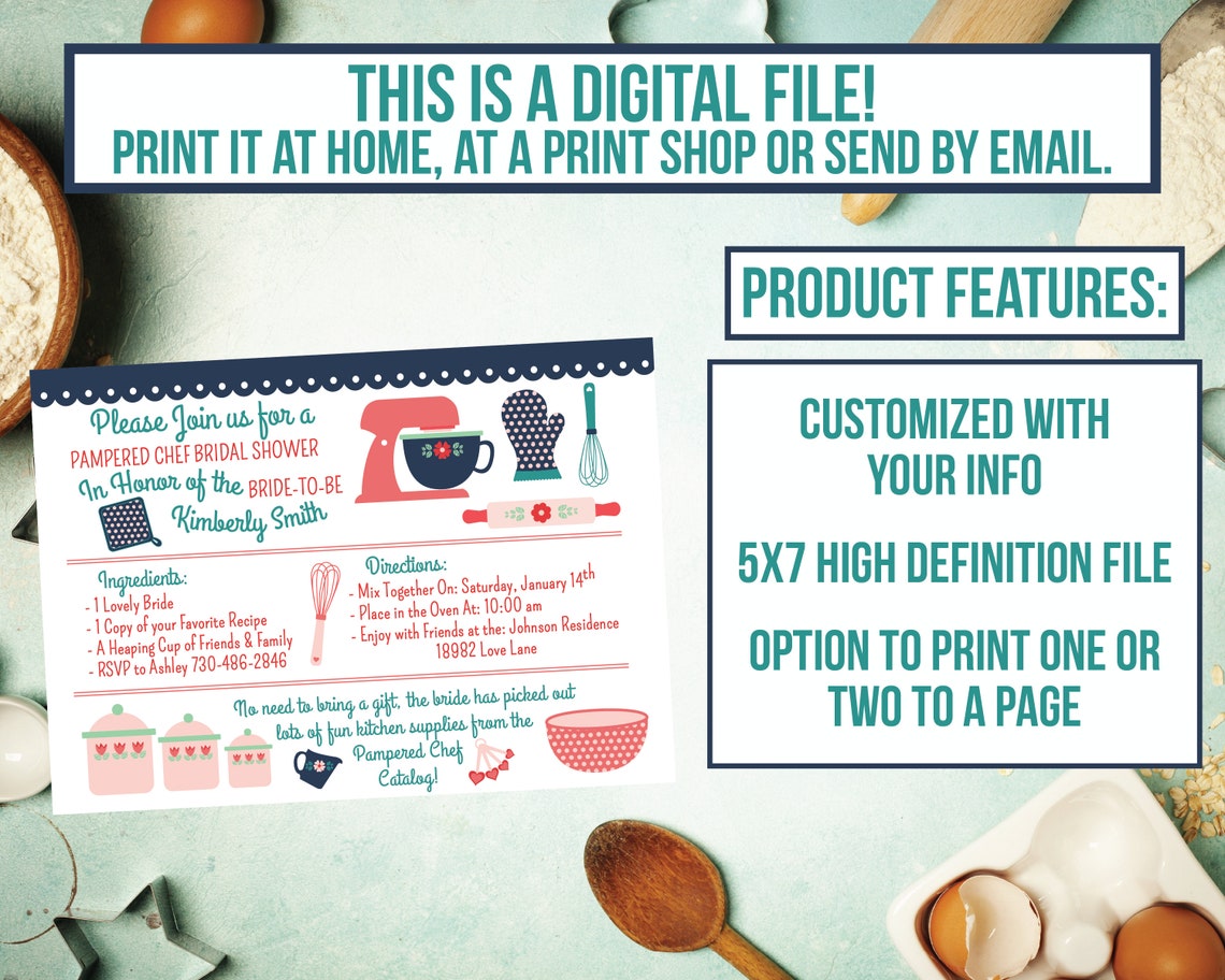 Kitchen Bridal Shower Invitation - Pampered Chef Bridal Shower Invite ...