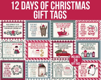 12 Days of Christmas Tags, Printable Twelve Days of Christmas Gift Tags ...