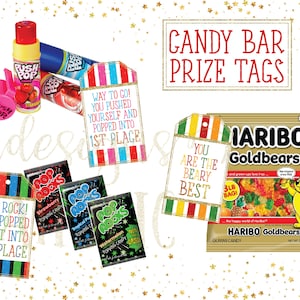 9 Candy Bar Party Prize Tags - Party Favor Gift Tags - Party Game ...