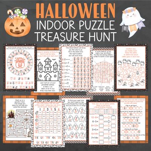 Indoor Halloween Puzzle Treasure Hunt - Halloween Puzzle Scavenger Hunt ...