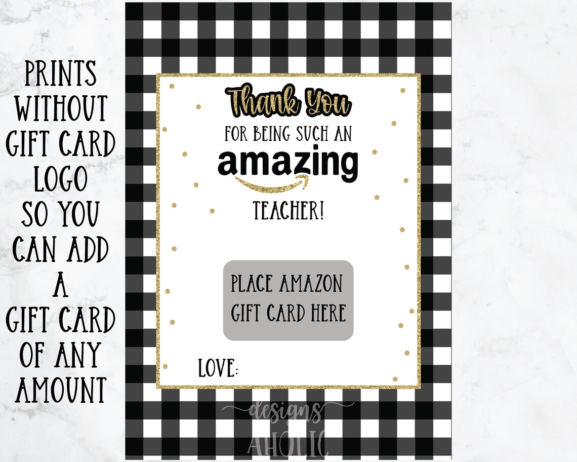 Instant Download Teacher Amazon Gift Card Gift Tag Teacher - Etsy