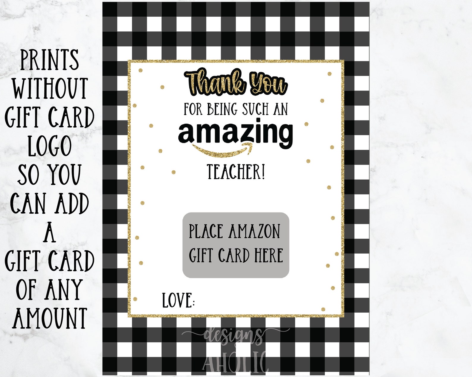 Instant Download Teacher Amazon Gift Card Gift Tag Teacher - Etsy