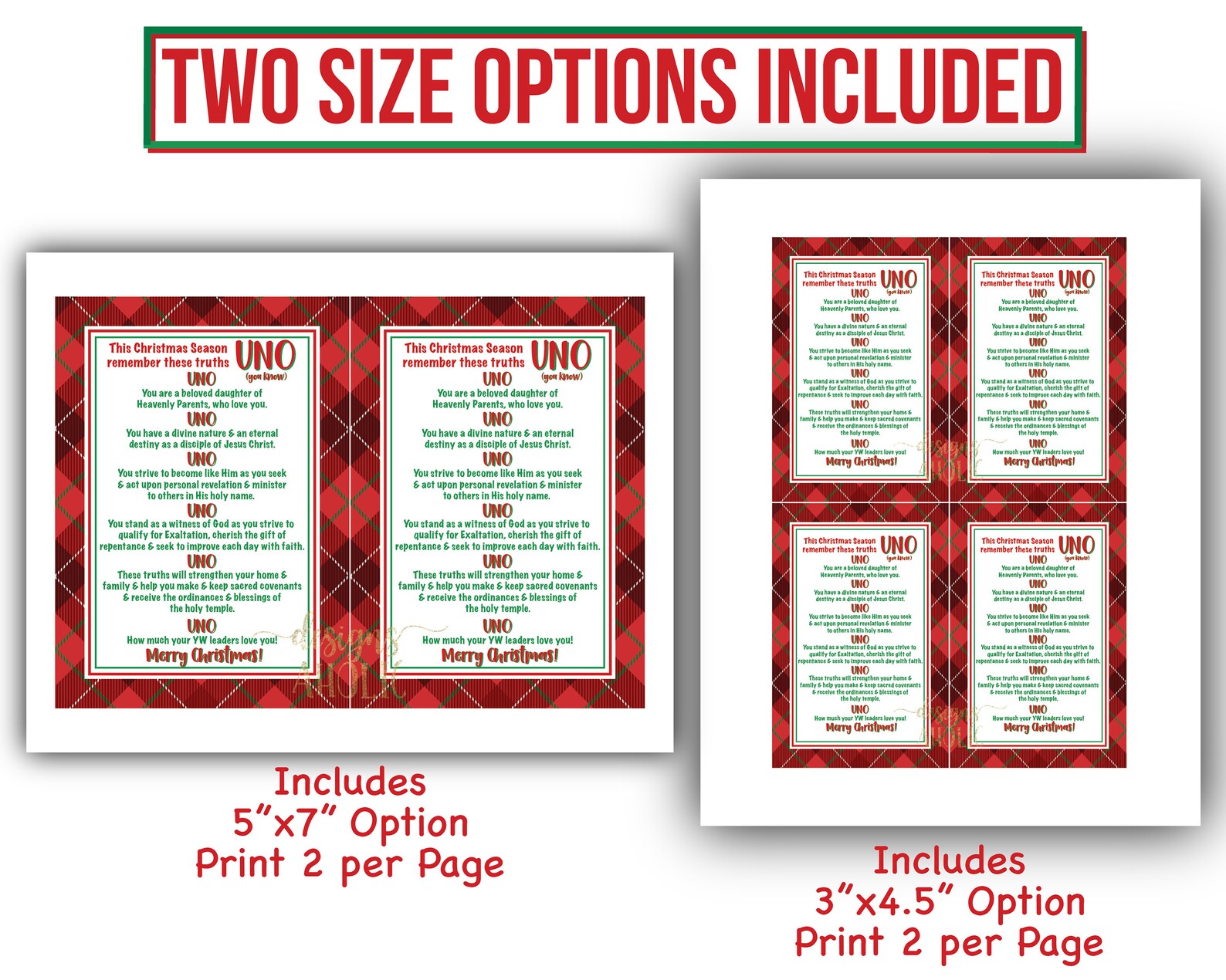 Young Women's Christmas Uno Game Gift Tag - YW Themed Christmas Gift ...