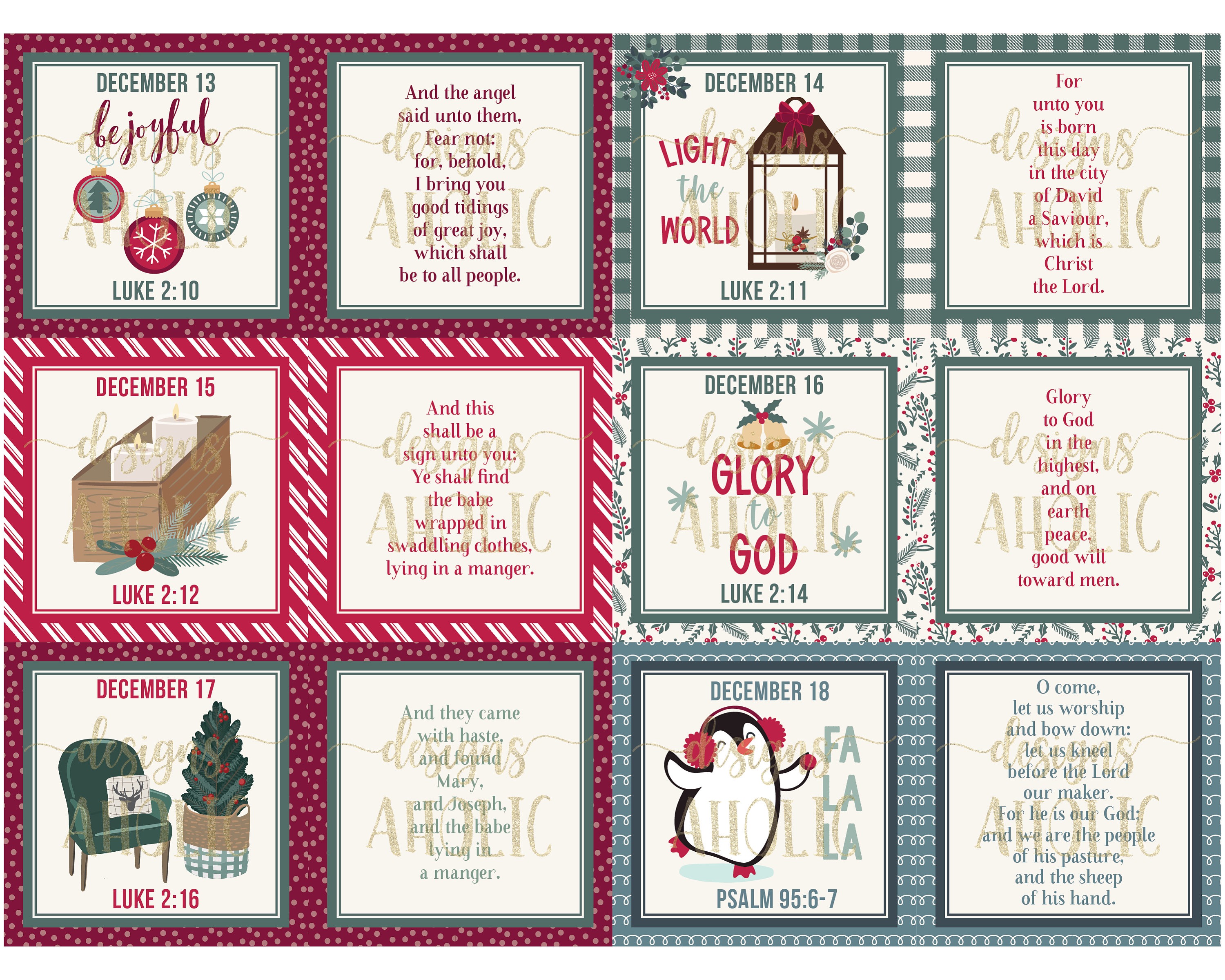 Christmas Scripture Advent Calendar Cards Printable - Etsy