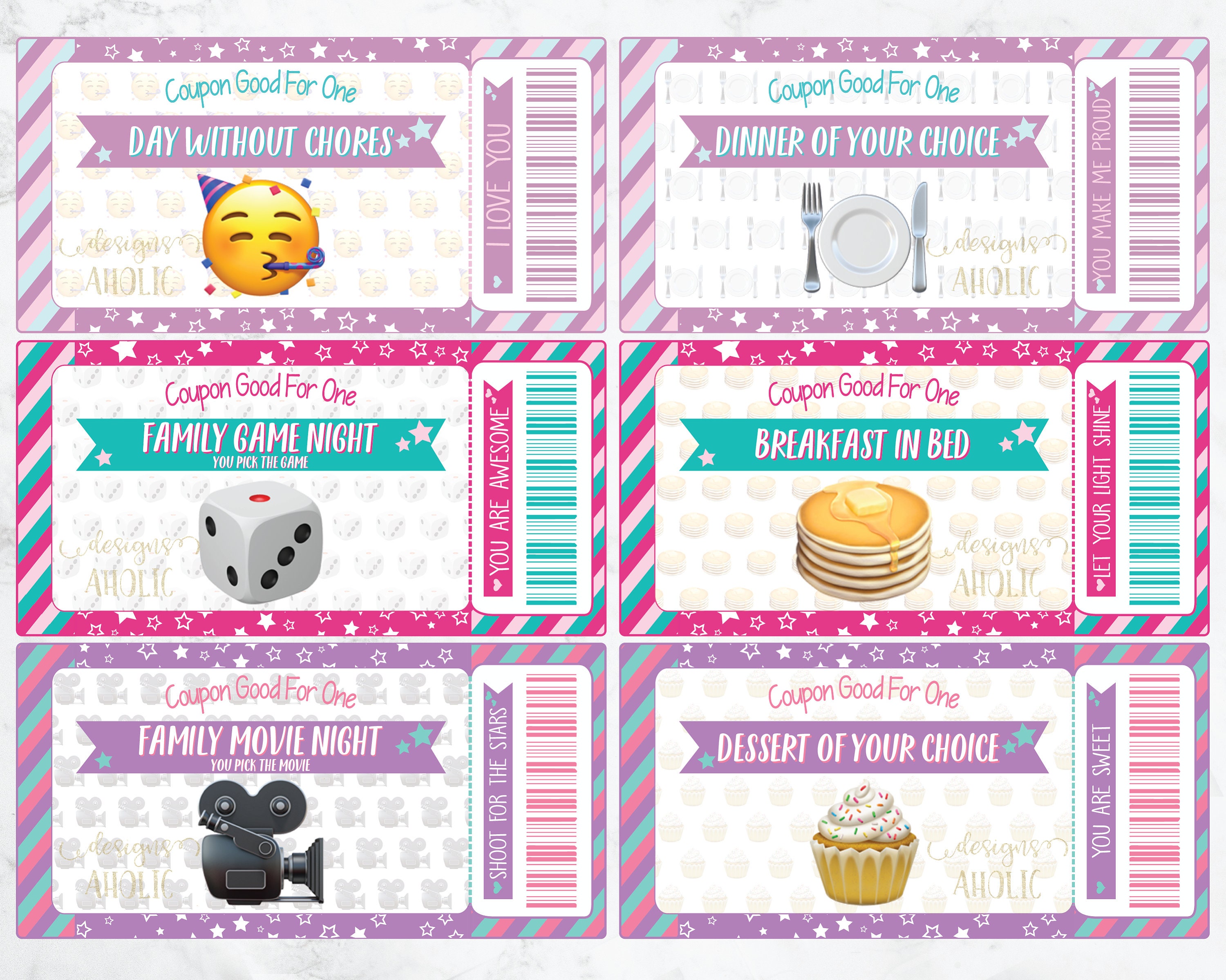 Printable Emoji Reward Coupons for Kids Kid Reward Coupons - Etsy