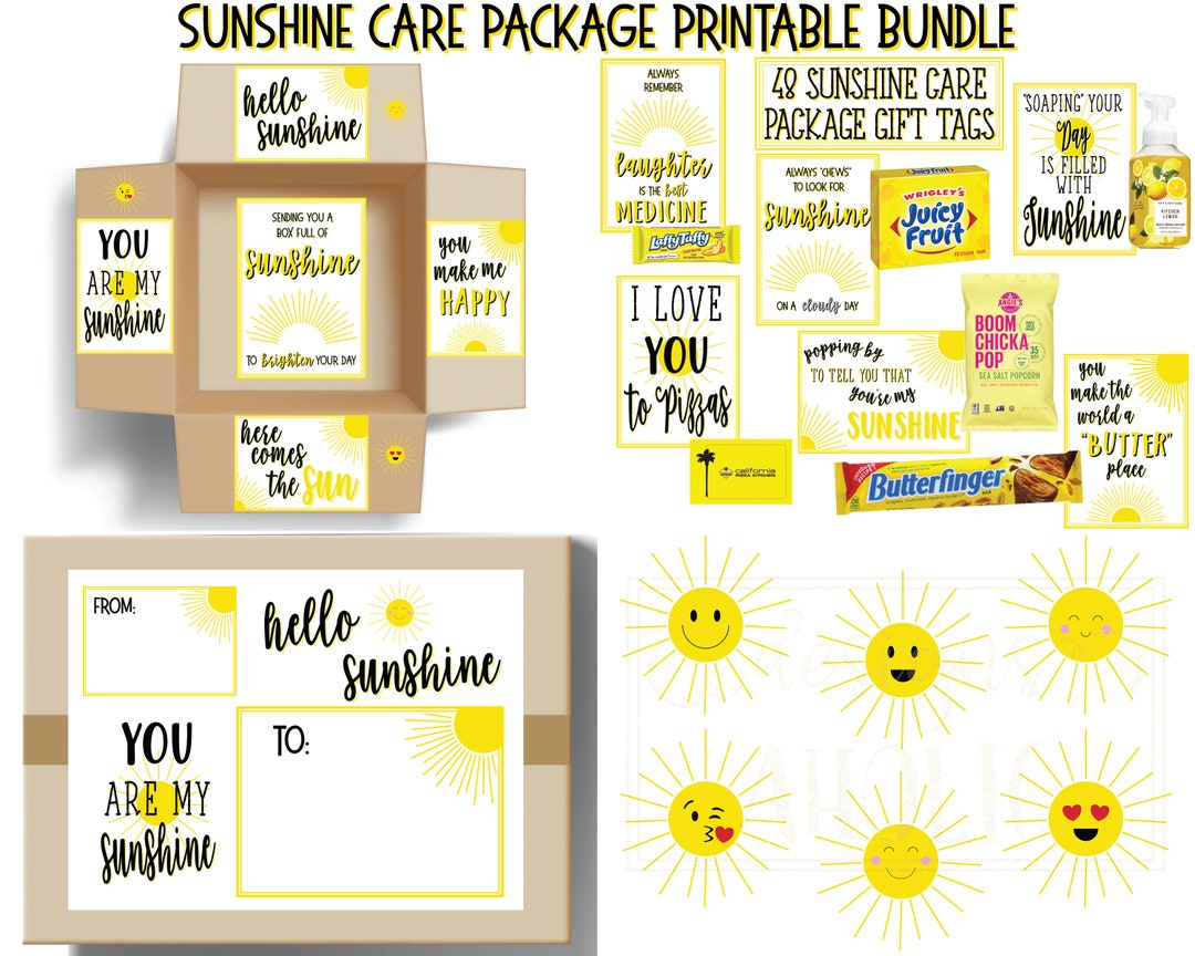 Sunshine Care Package Bundle, Sunshine Box Printables, Address Label ...