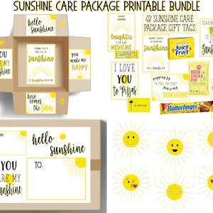 Sunshine Care Package Bundle, Sunshine Box Printables, Address Label ...