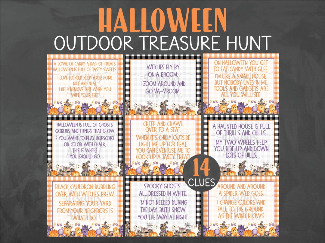 Outdoor Halloween Treasure Hunt Clues - Halloween Scavenger Hunt Clues ...