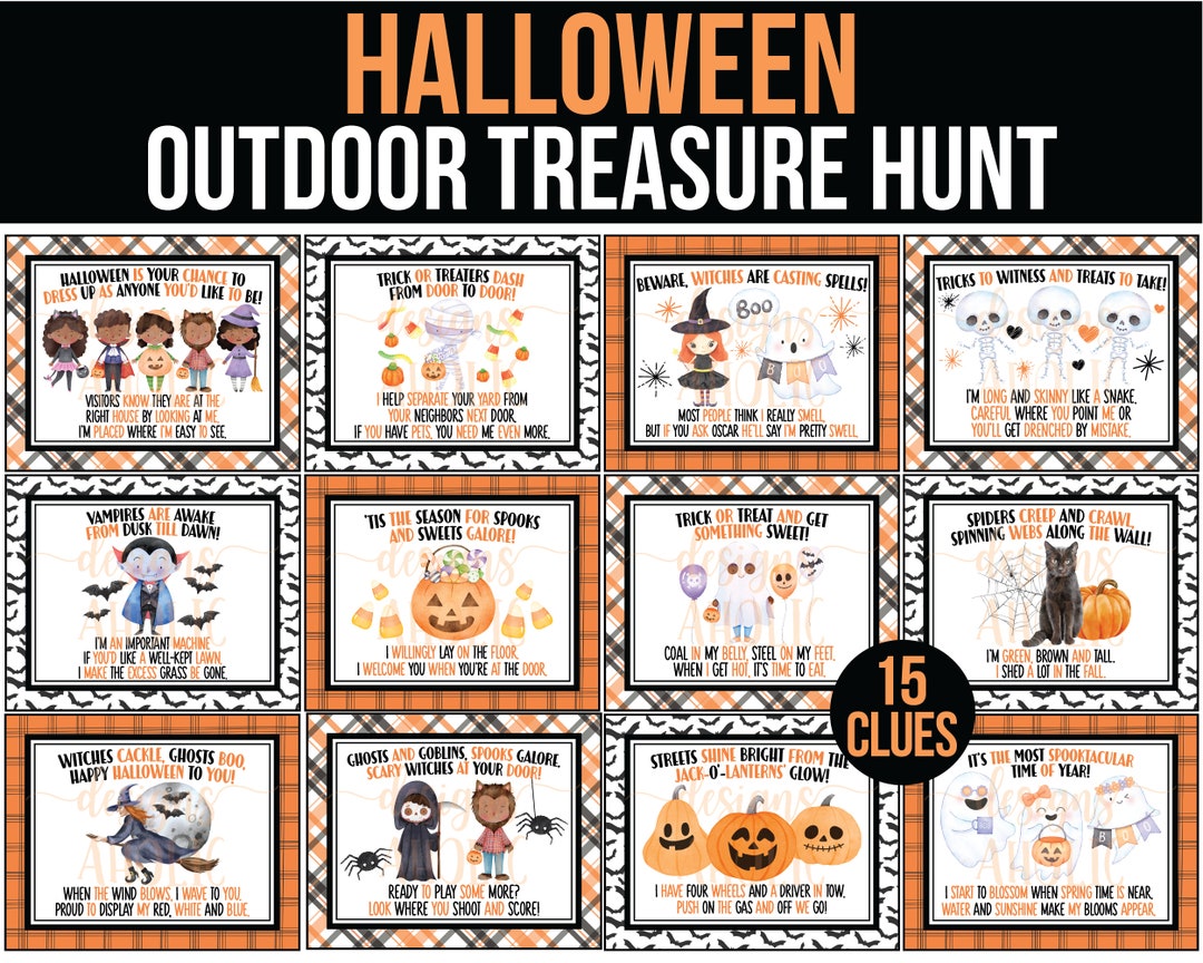 NEW Outdoor Halloween Treasure Hunt Halloween Scavenger Hunt Clues ...