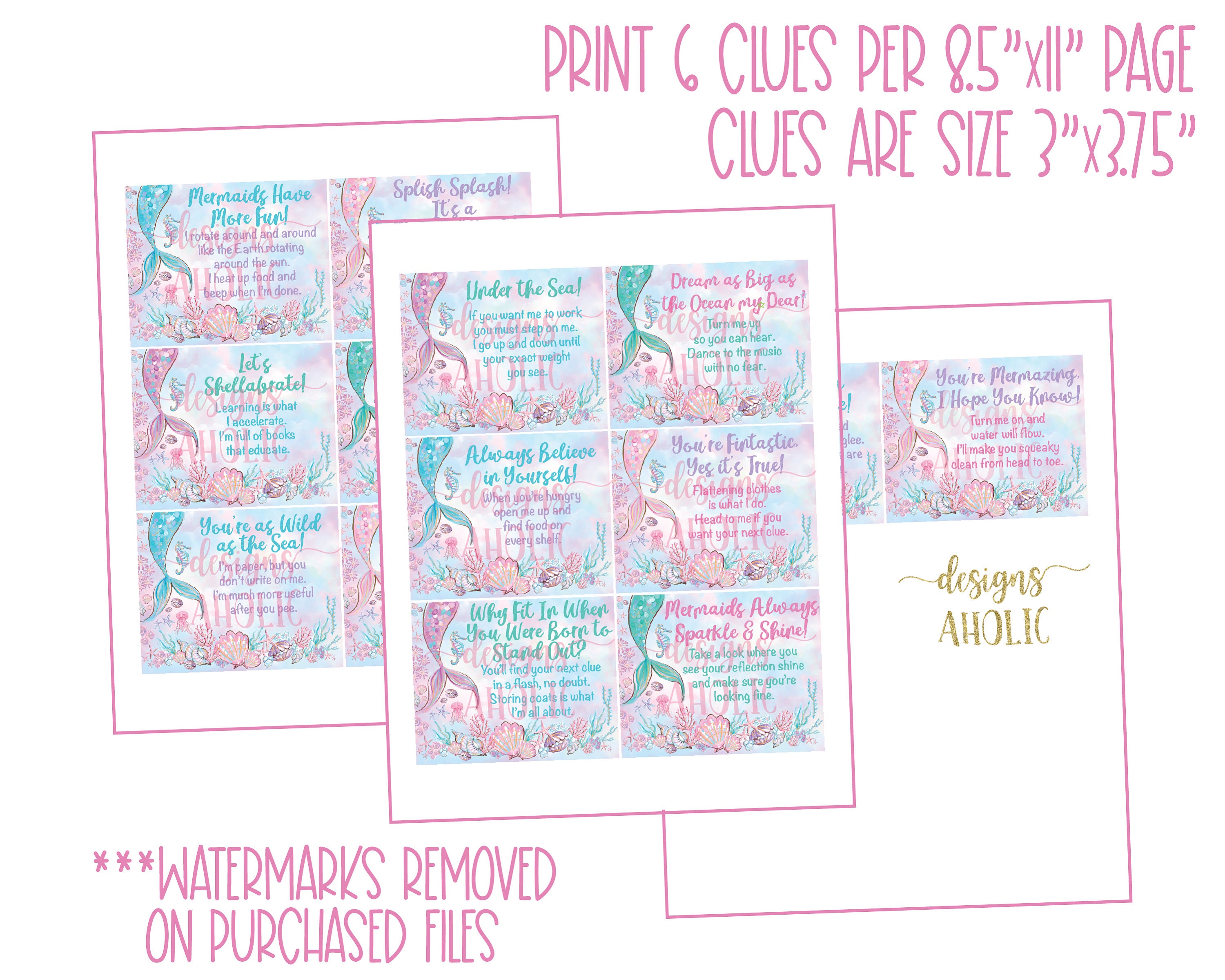 Mermaid Treasure Hunt - Mermaid Scavenger Hunt - Mermaid Party ...