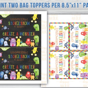 Create a Monster Bag Topper Label Treat Bag - Make a Monster Bag Topper ...