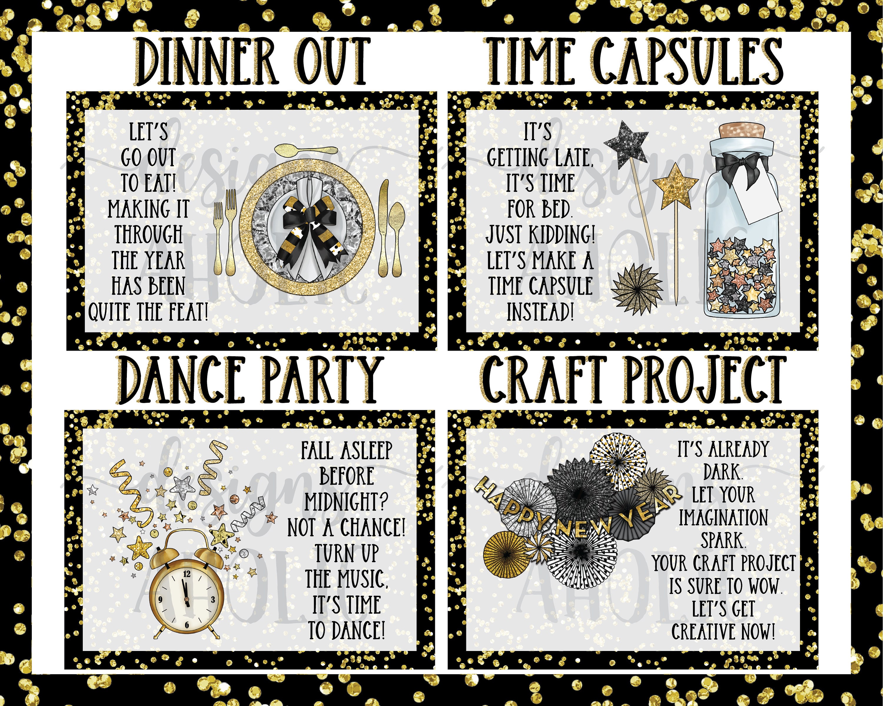 New Years Eve Countdown Time and Activity Cards - New Years Eve ...