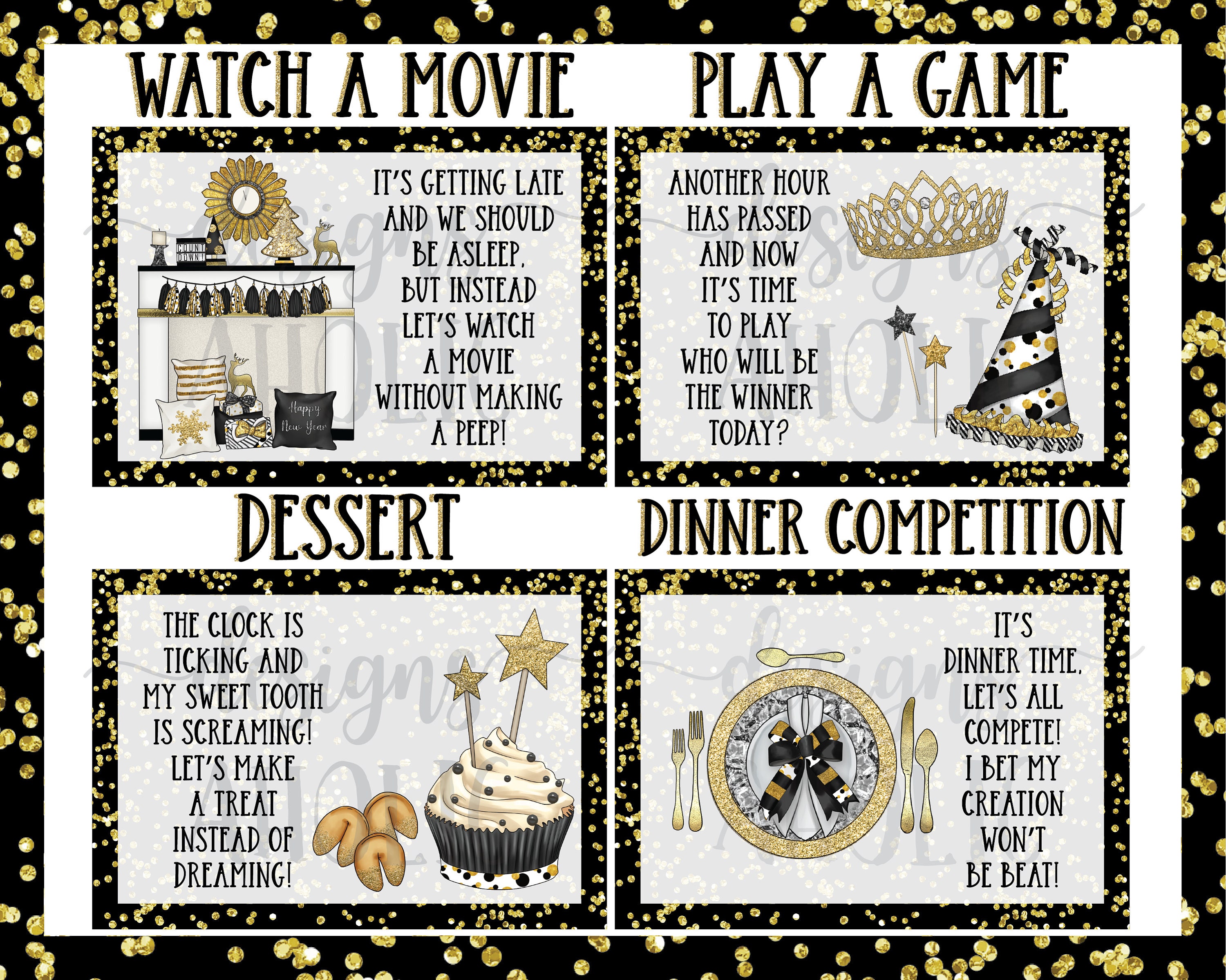 New Years Eve Countdown Time and Activity Cards - New Years Eve ...