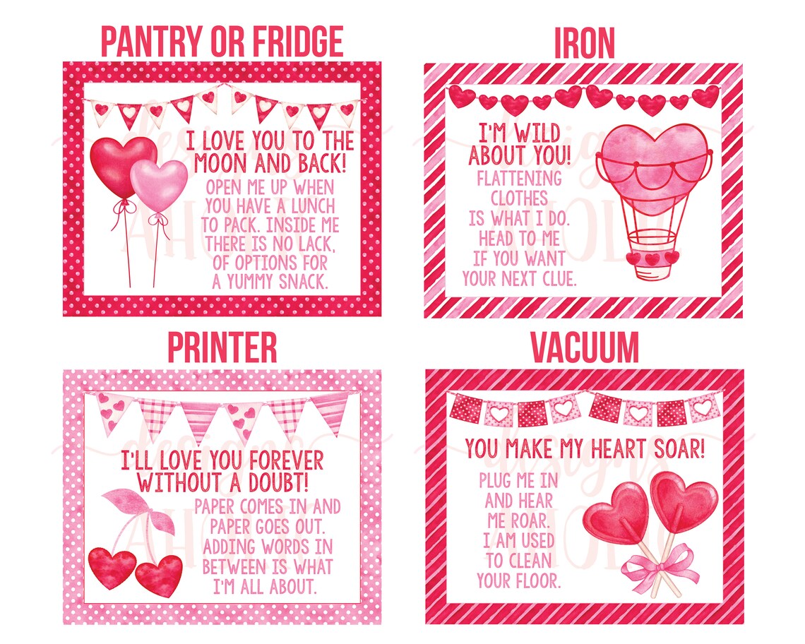 Valentine's Day Treasure Hunt Clues Valentines Scavenger - Etsy