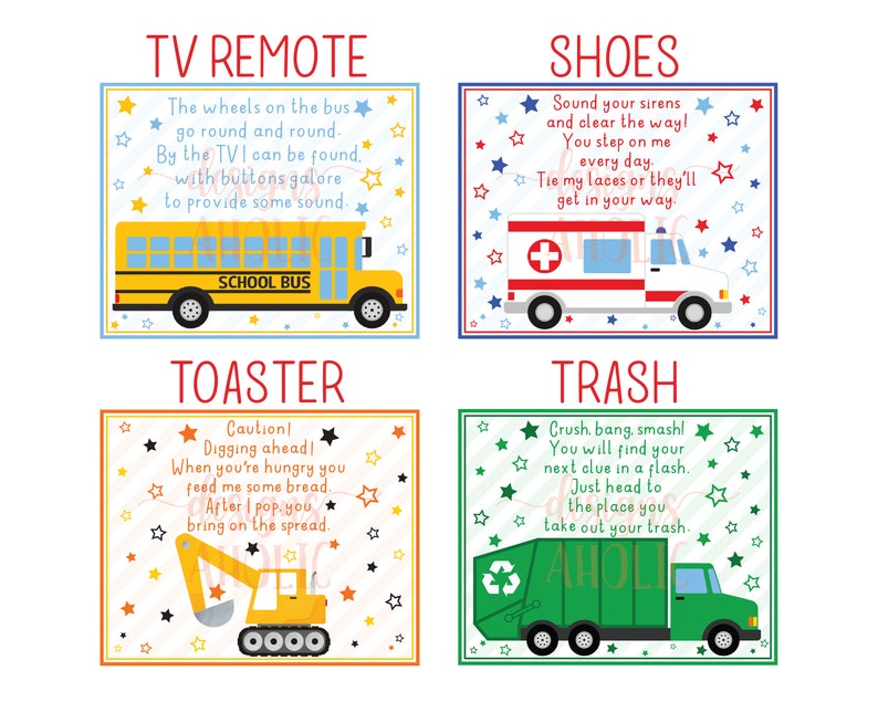Vehicle Treasure Hunt - Truck Treasure Hunt - Transportation Treasure ...
