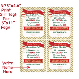 Chex Mix Christmas Gift Tag - Chex Mix Gift Tag - Chex Christmas Gift ...