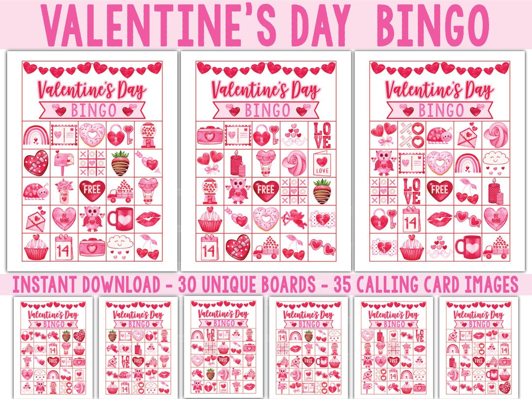 Valentine's Day BINGO Game Valentines Bingo Classroom - Etsy