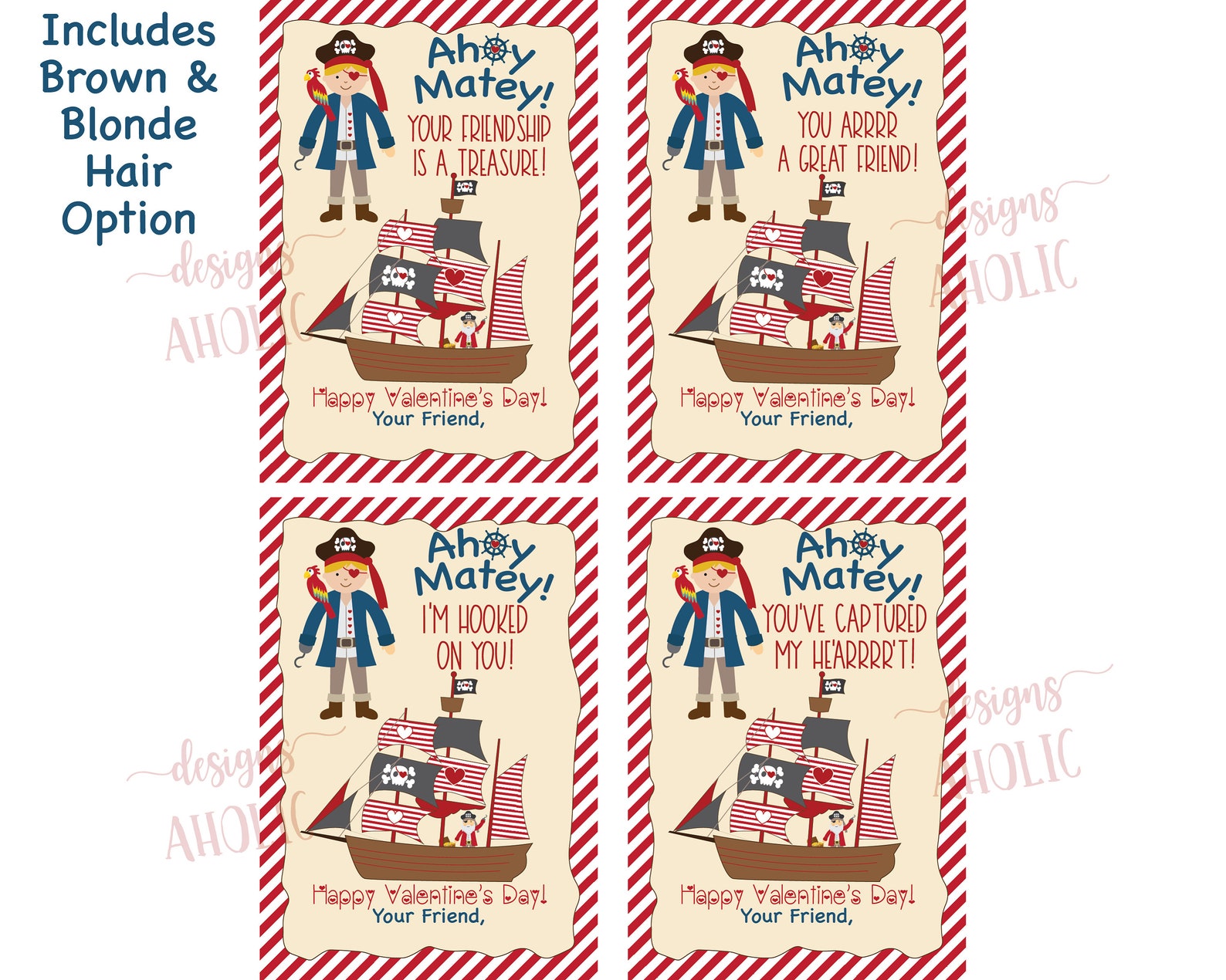 Chips Ahoy Valentine Cards Pirate Valentine Cards Boy - Etsy