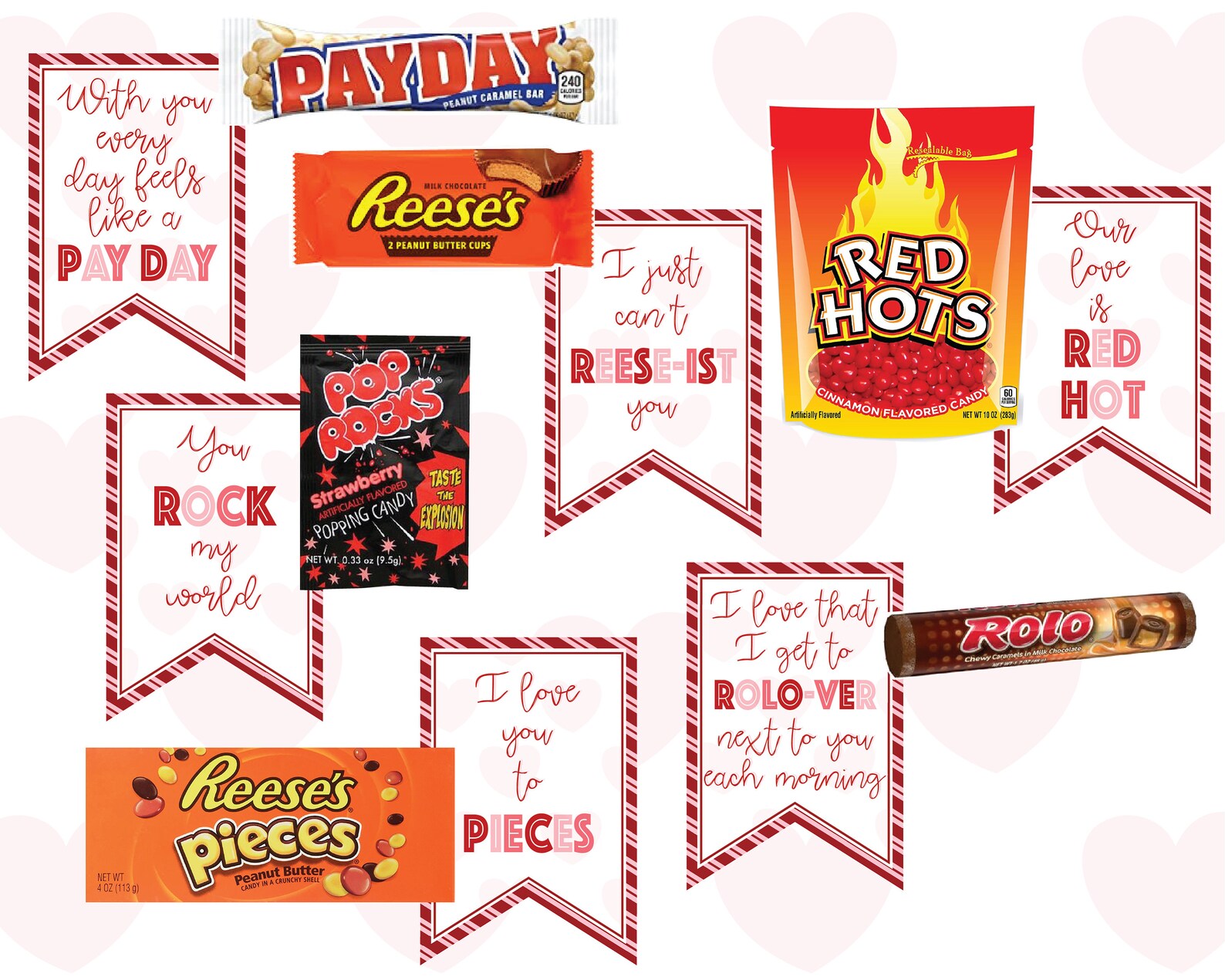 52 Love Gift Tag Bundle - 14 Days of Valentines Day - Candy Love Gift ...