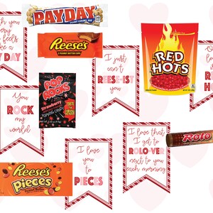 52 Love Gift Tag Bundle - 14 Days of Valentines Day - Candy Love Gift ...
