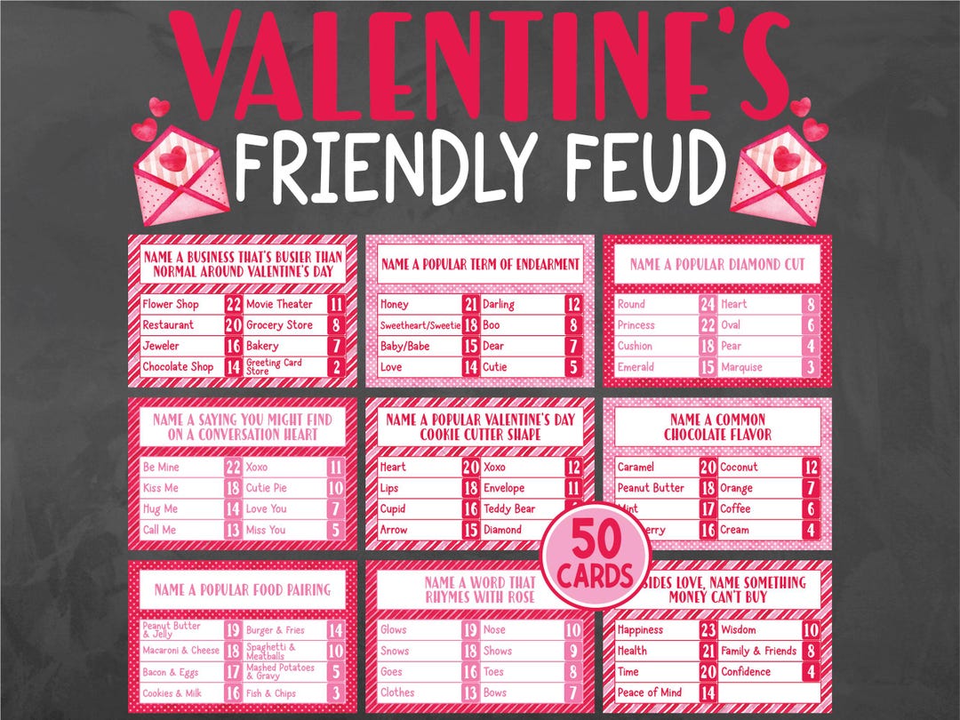 Valentines Friendly Feud - Valentines Party Game - Family Valentines ...