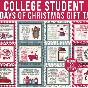 12 Days of Christmas College Student Gift Tags College - Etsy