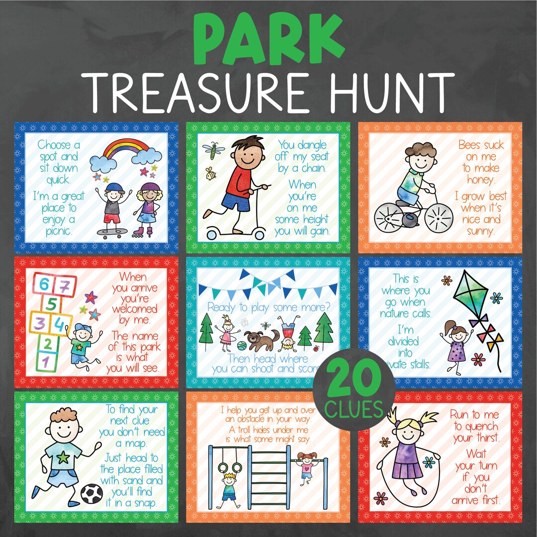 Park Treasure Hunt Clues Playground Scavenger Hunt Playground Treasure ...