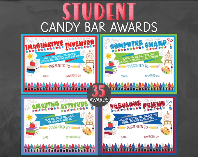 Candy Bar Award Certificates for Teachers | Teacher Appreciation Gifts ...